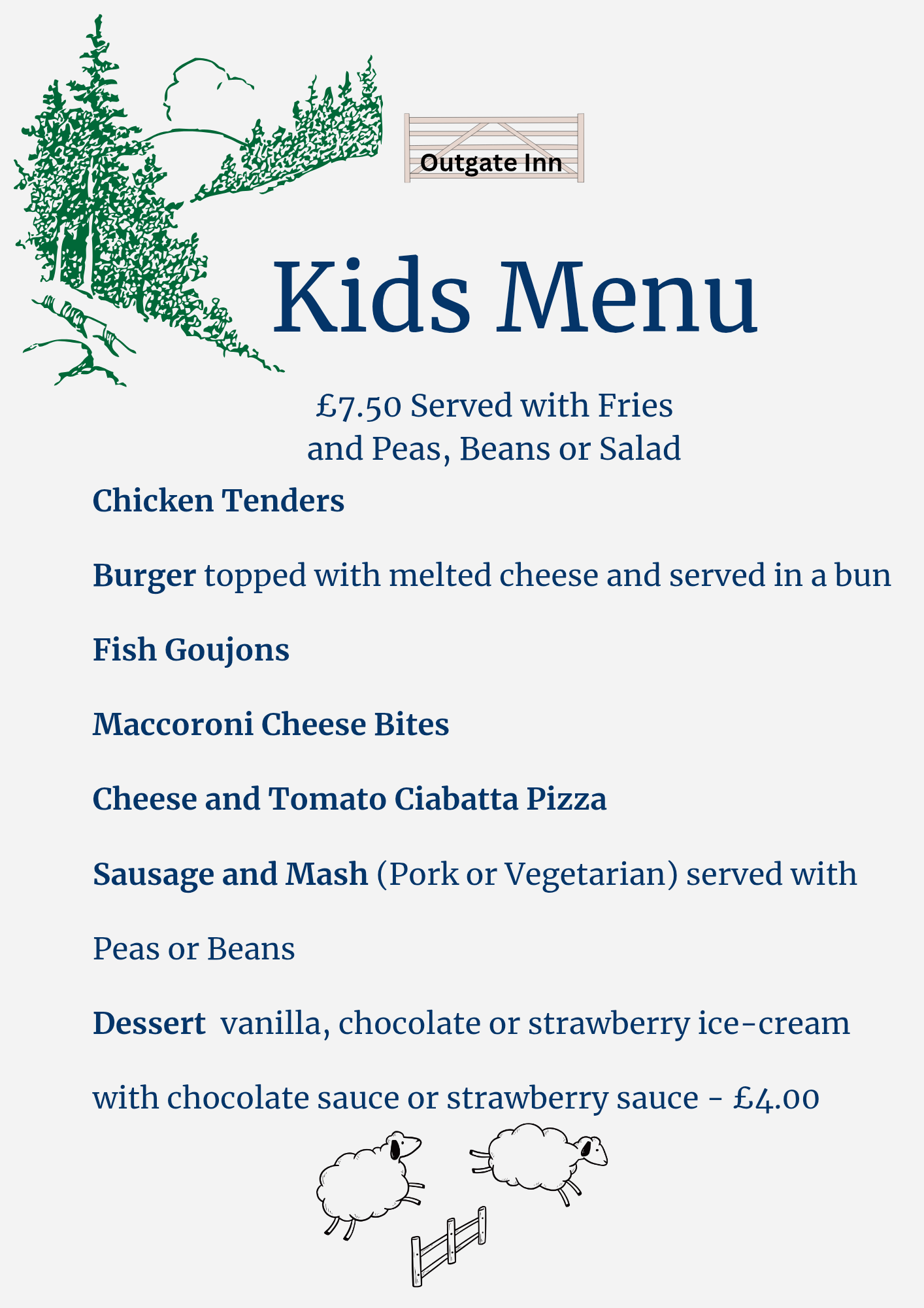 Kids menu